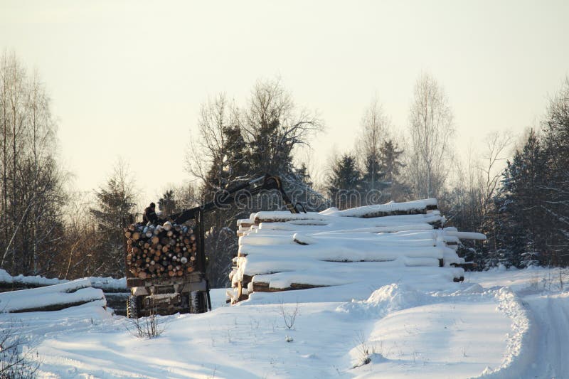 Winter Logging in a Remote Village in Russia Stock Image - Image of ...
