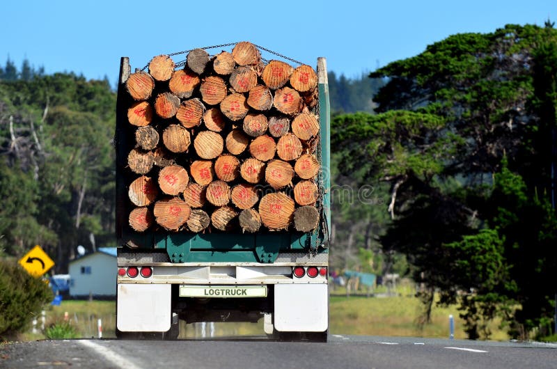 Logging truck logs at mill stock image. Image of trees - 32817811