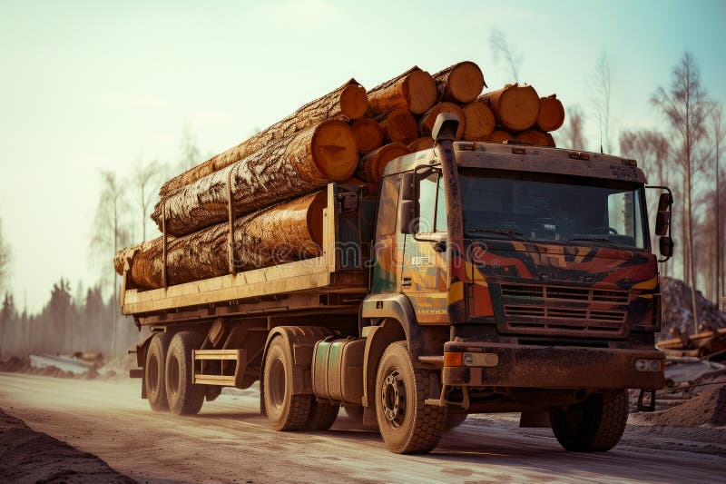 A Logging Truck Carrying Timber. Wood Industry Stock Illustration ...