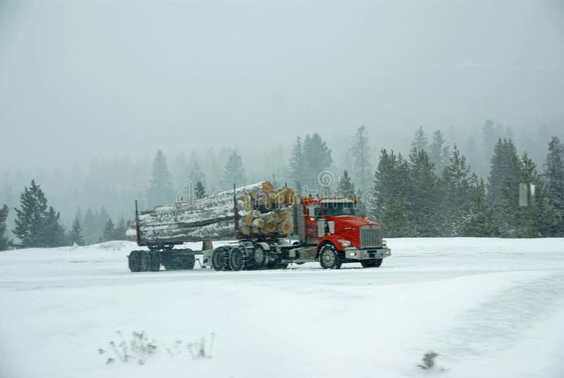 Logging truck on icy road stock image. Image of cold - 27482989