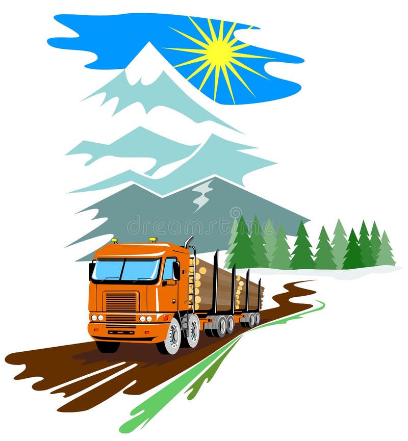 Logging truck stock illustration. Illustration of line - 970402