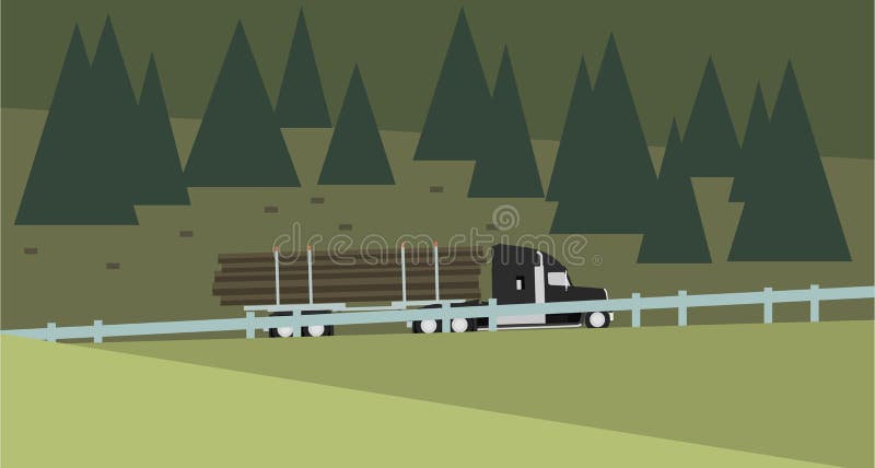 Logging Truck Over Forest Background. Vector Illustration Stock Vector ...