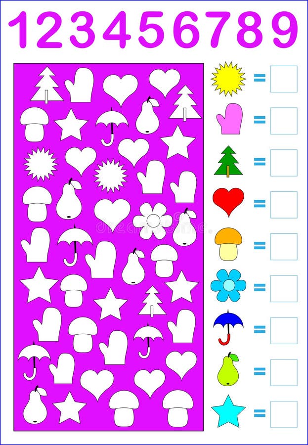 Logic Exercise for Young Children. Need To Paint and Count the Objects ... Logic Exercise for Young Children. Need To Paint and Count the Objects ...