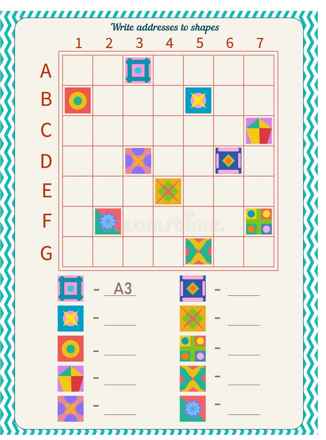 Logic Game for Children. Arrange Addresses of Shapes Stock Illustration ...