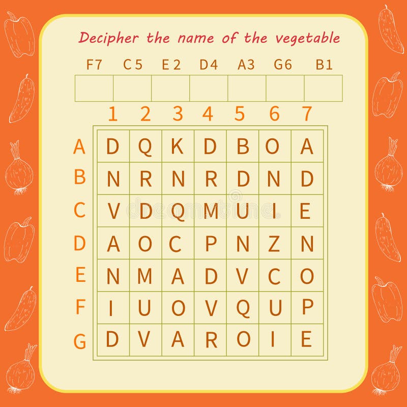 Logic Game for Children. Decipher the Name of the Vegetable Stock ...