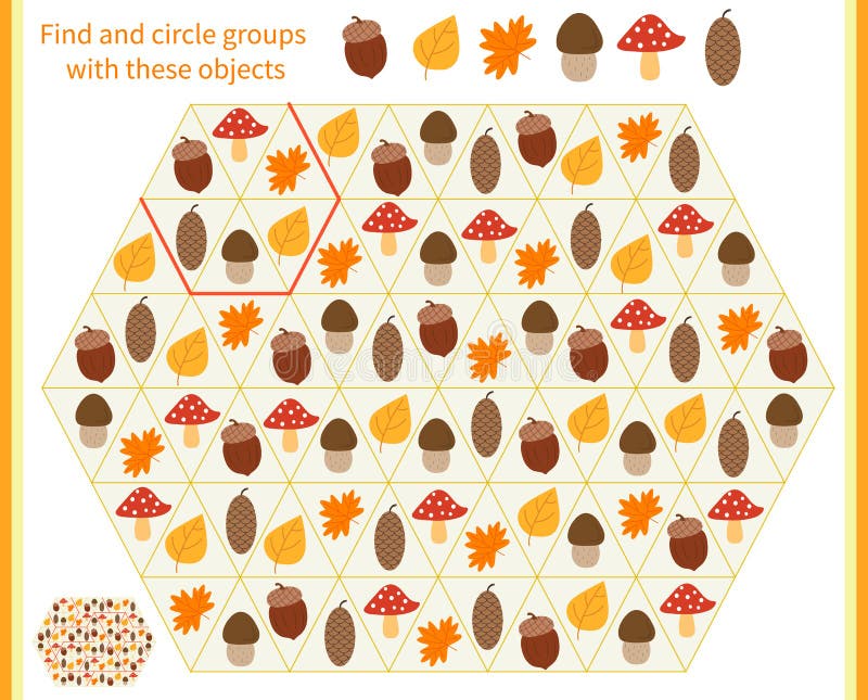Logic Game for Children. Divide and Circle the Groups with the Objects ...