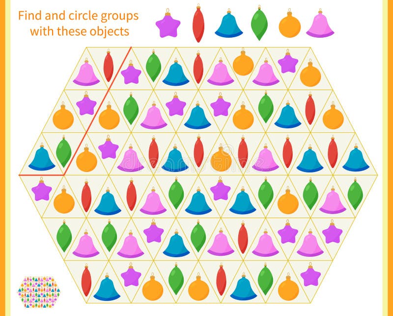 Logic Game for Children. Divide and Circle the Groups with the Objects ...