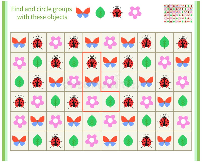 Logic Game for Children. Find and Divide these Objects into Groups ...