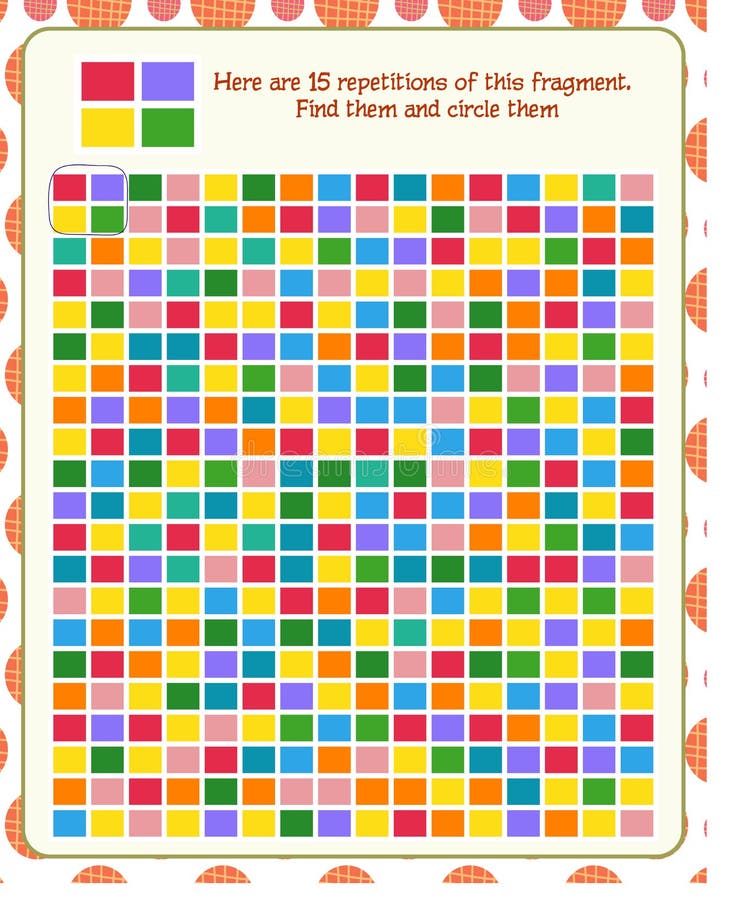 Logic Game for Children. Find 15 Fragments Specified in the Sample ...