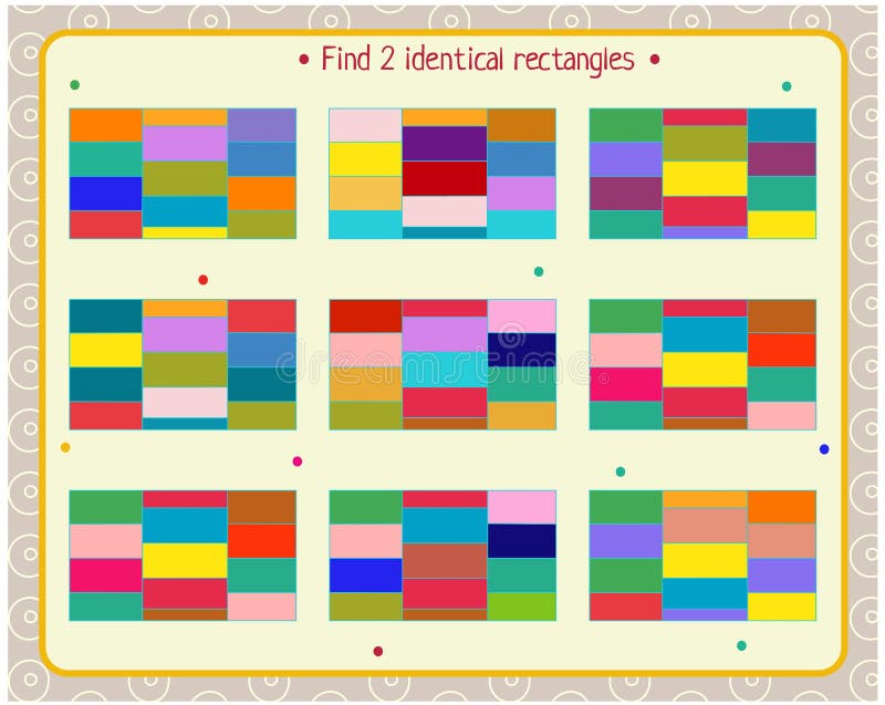 Logic Game for Children. Find 2 Identical Rectangles Stock Vector ...