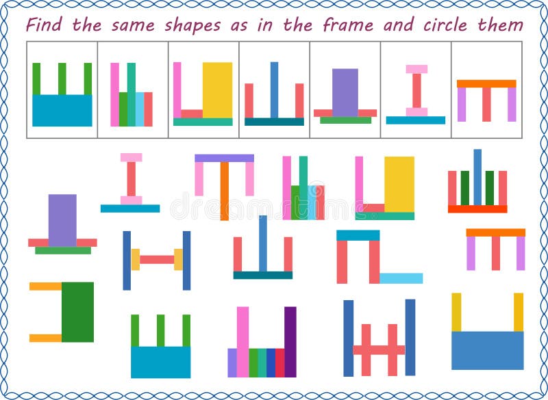 Logic Game for Children. Find the Same Shapes As in the Frame and ...