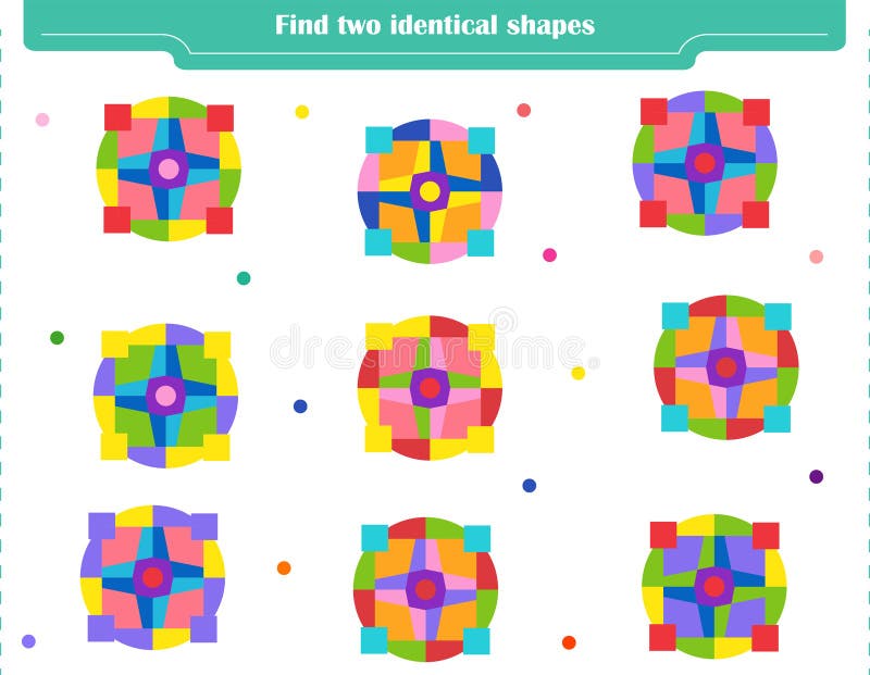 Logic Game for Children. Find Two Identical Shapes Stock Vector ...