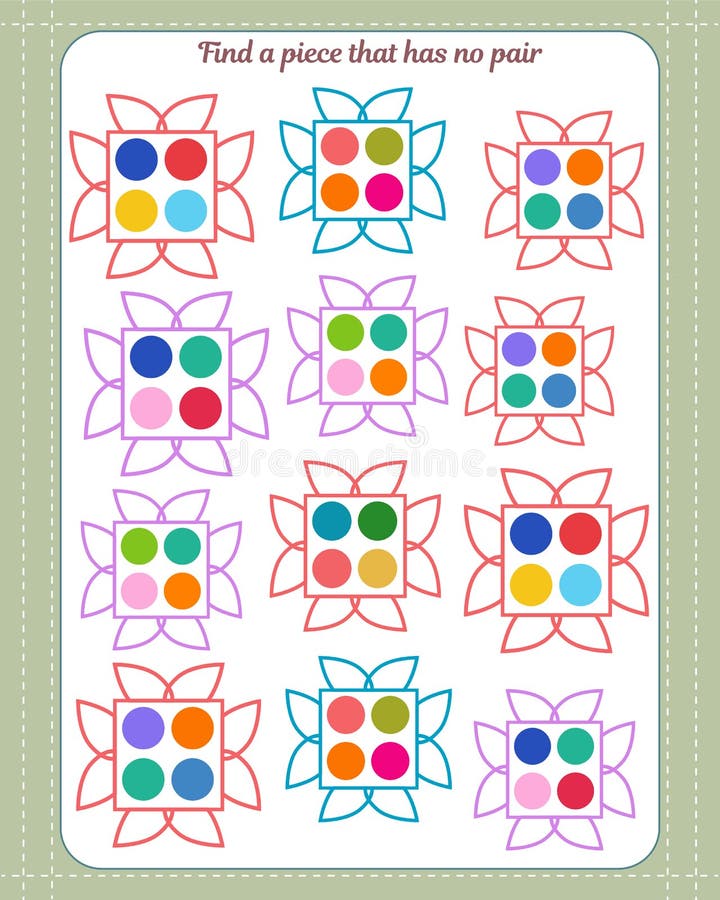 Logic Game for Children. Find Which Shape is Unpaired Stock Vector ...