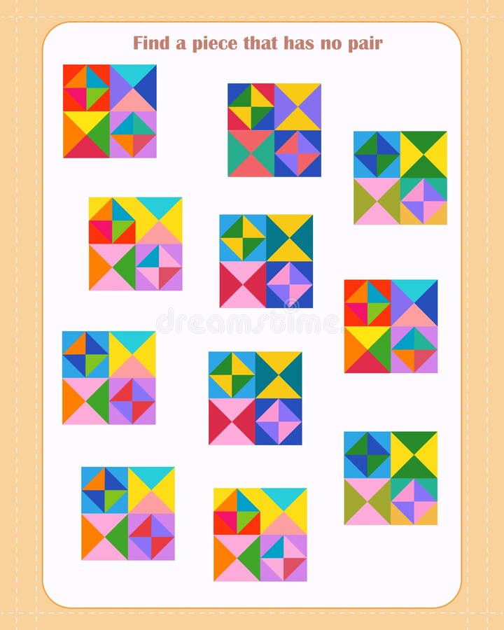 Logic Game for Children. Find Which Shape is Unpaired Stock Vector ...