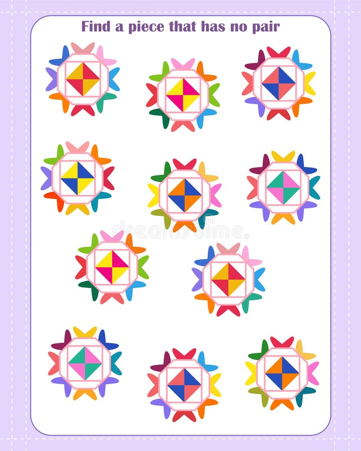 Logic Game for Children. Find Which Shape is Unpaired Stock Vector ...