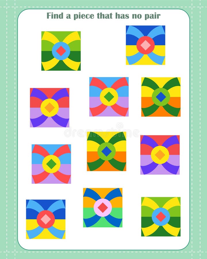 Logic Game for Children. Find Which Shape is Unpaired Stock Vector ...