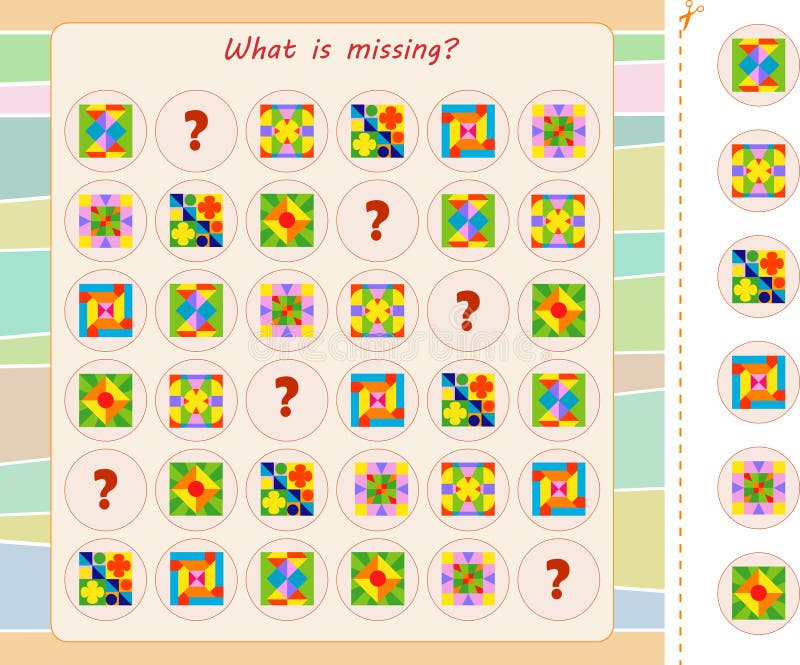 Logic Game for Children. Guess What S Missing on Every Line Stock ...