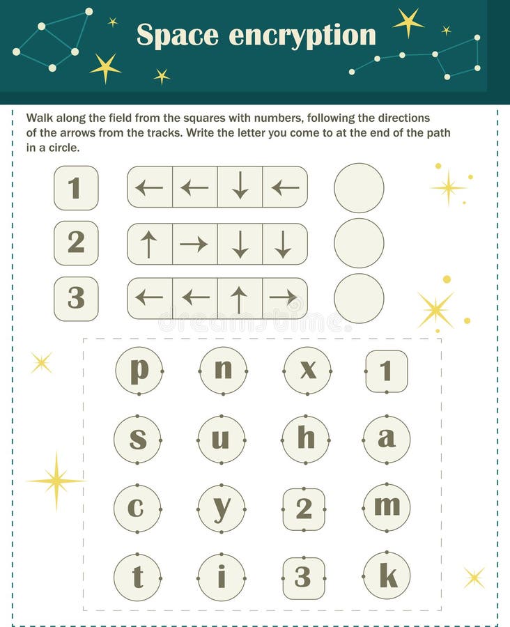 Logic Game for Children. Space Encryption Stock Vector - Illustration ...