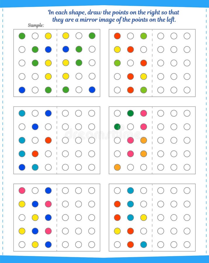 Logic Game for Children. Tutorial: in Each Pattern, Color the Dots on ...