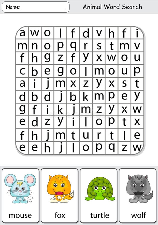Logic Game for Learning English. Find the Hidden Words Stock Vector ...