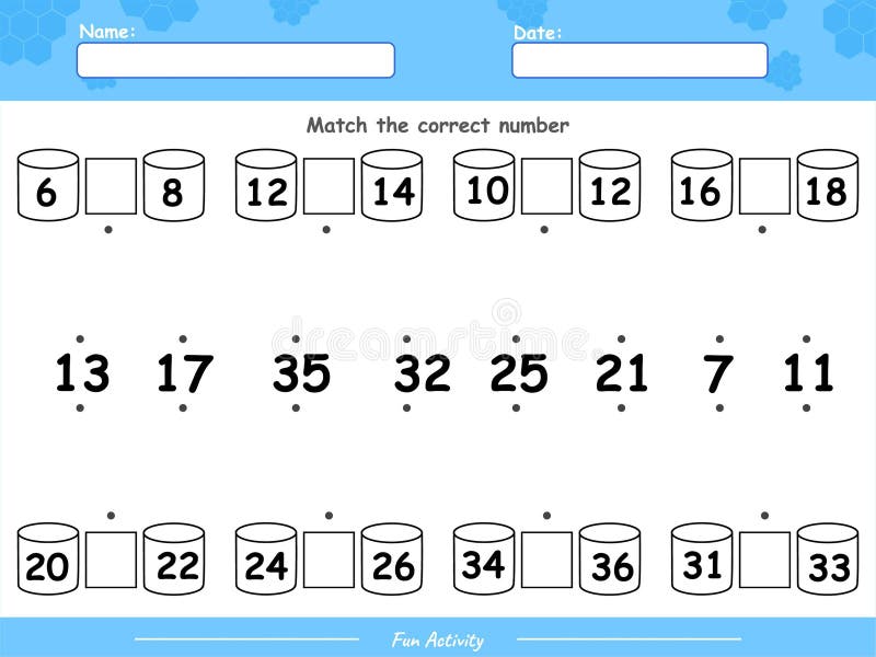 Fun Counting and Matching Game of Numbers Part Three Stock Vector ...