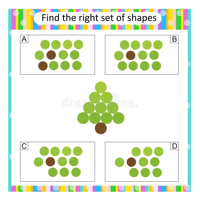 Logic Puzzle for Children. Find the Correct Set of Cartoon Christmas ...