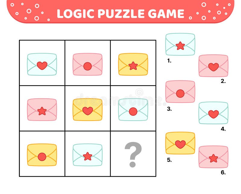 Logic Puzzle Game. Colorful Envelops. for Kids. Cartoon Stock Vector ...