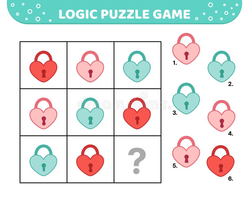 Logic Puzzle Game. Cute Locks. for Kids. Cartoon Stock Vector ...