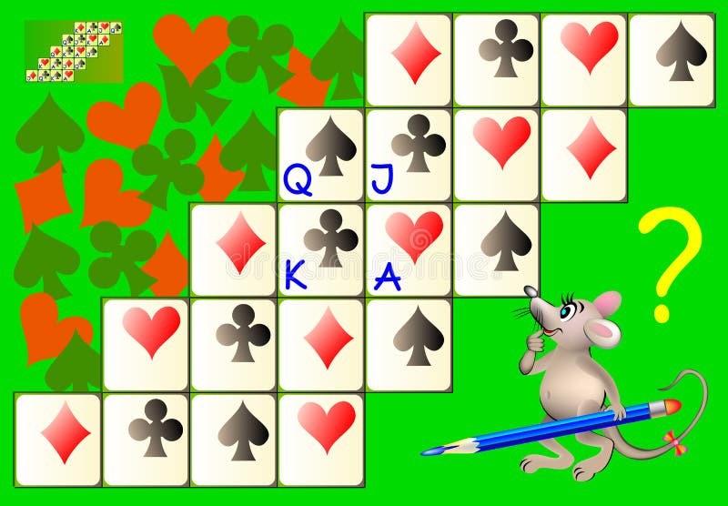 Logic Puzzle Game. Write the Suit on Every Card so that in Any Vertical ...