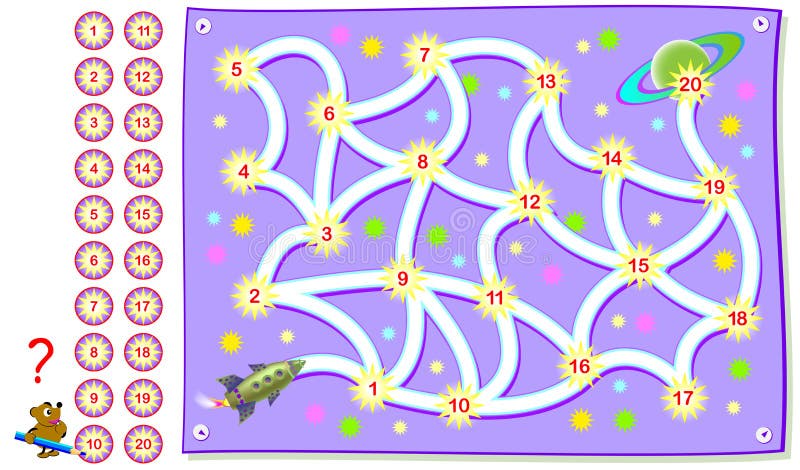Logic Puzzle Game for Young Children with Labyrinth. Draw a Path To ...
