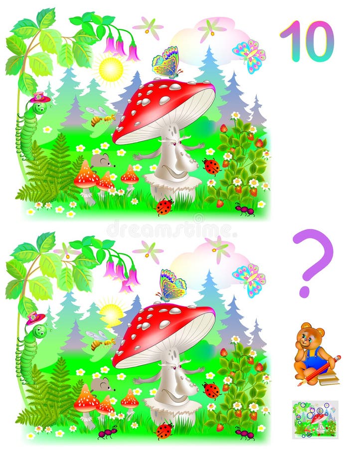 Logic Puzzle Game for Young Children. Need To Find 10 Differences ...