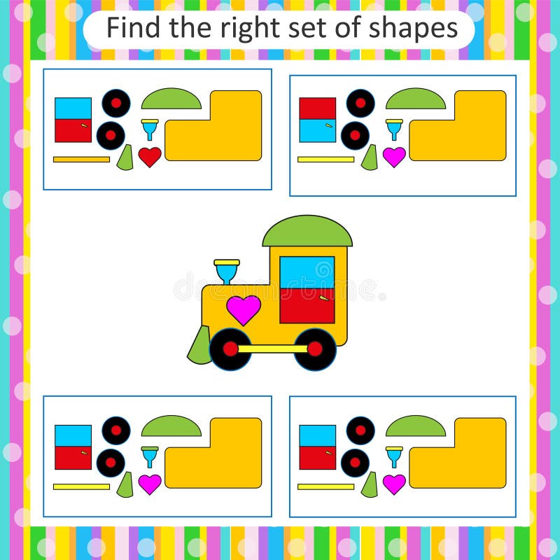 Train Logic Game. Find Correct Top View Version of Locomotive Train ...