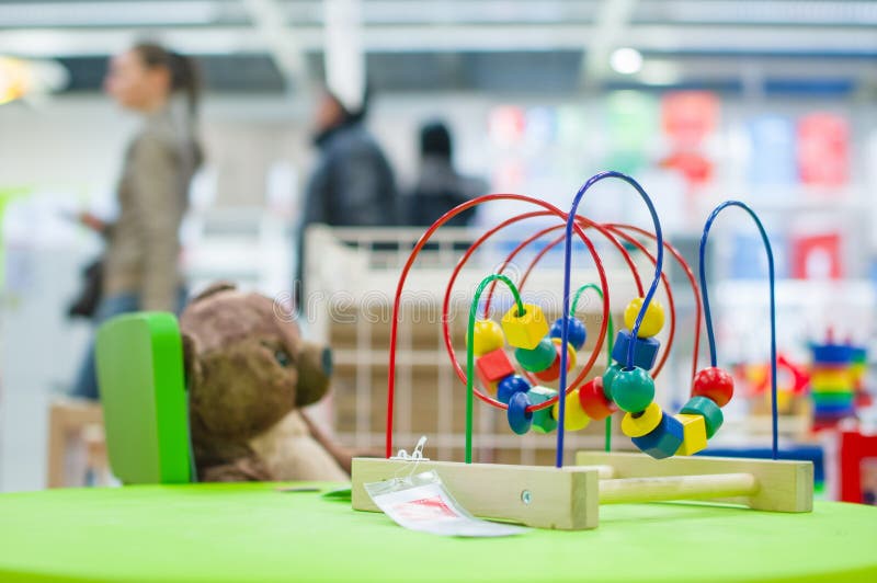Logic Toy with Paths and Spheres, Cubes on Table Stock Photo - Image of ...