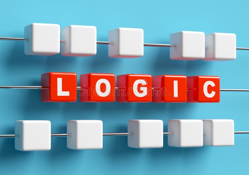 Logic Word Forming from Red Cubes on Blue Background Stock Illustration ...