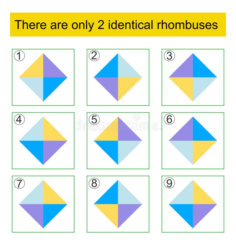 Logical Game for Children. Find Two Identical. Answer is 4,9 Stock ...