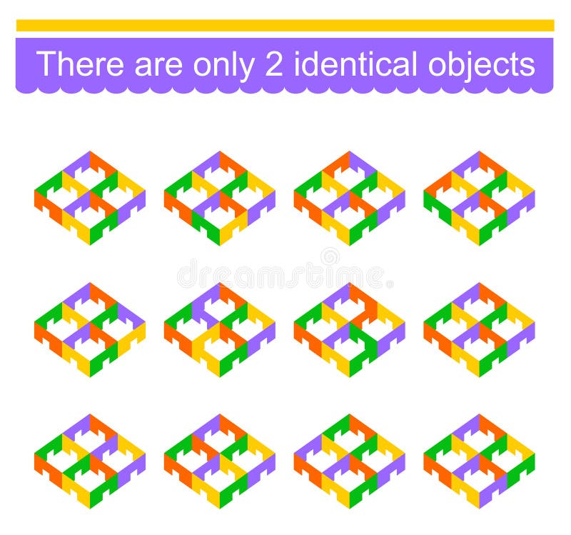 Logical Game. Find Two Identical Objects. Visual Intelligence. Vector ...