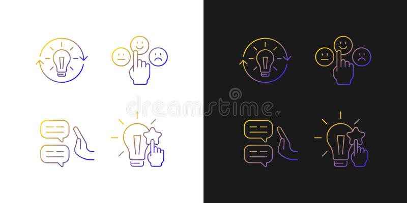 Logical and Rational Thinking Gradient Icons Set for Dark and Light ...