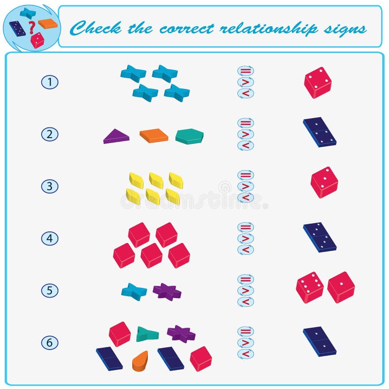 Logical Task. Check the Correct Relationship Signs Stock Vector ...