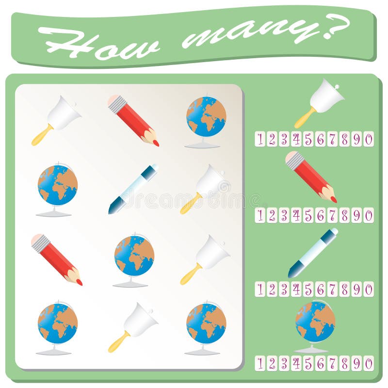 Logical Task. Count and Mark the Number of Objects Stock Vector ...