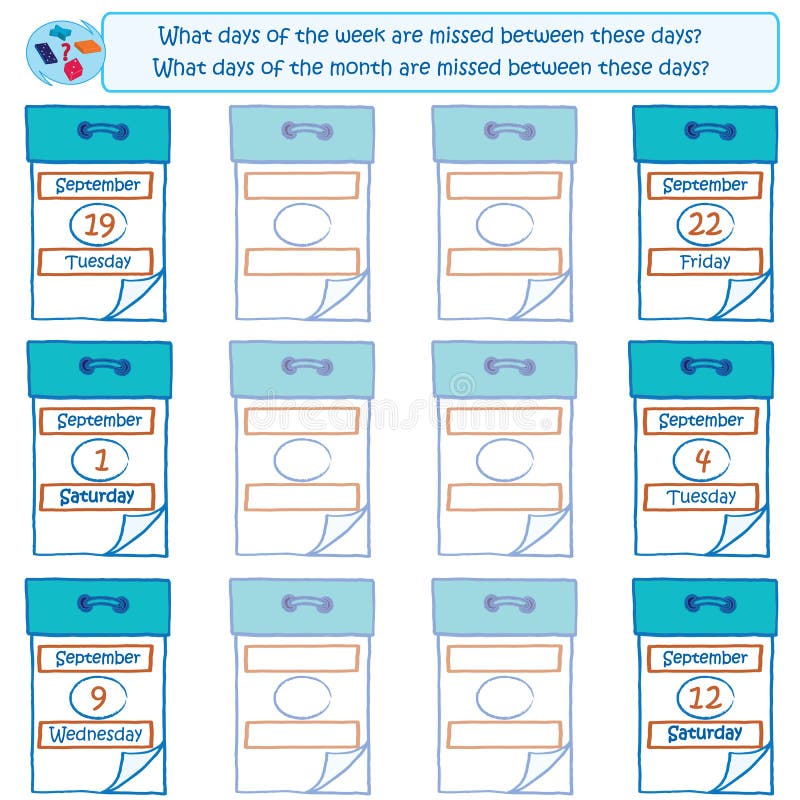 Days Week Worksheet Stock Illustrations – 26 Days Week Worksheet Stock ...