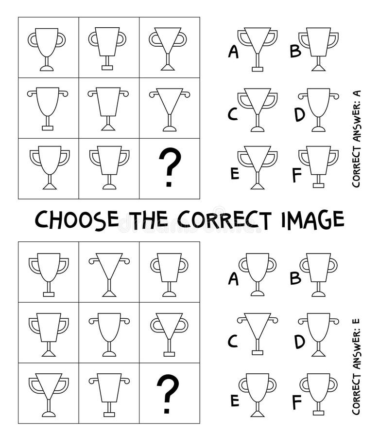 Logical Tasks Composed of Award Cup. IQ Test Stock Vector ...
