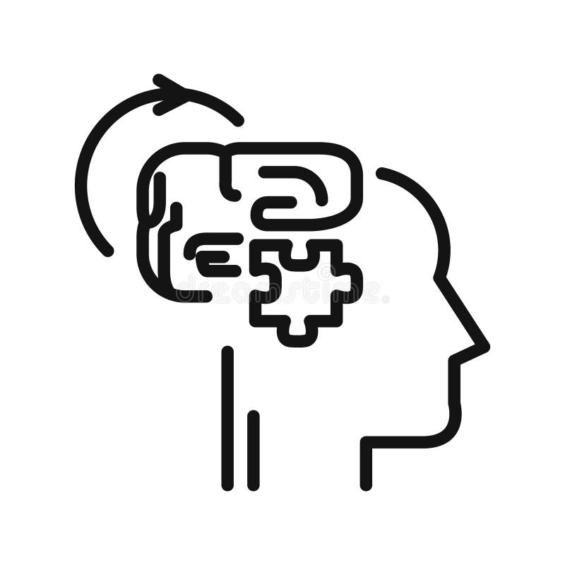 Logical Thinking Black and White Icon Illustration Stock Vector ...