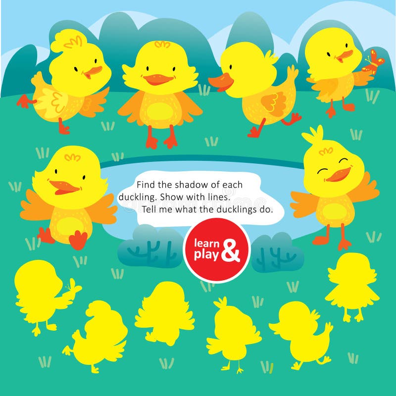 Logik-Kinderentdeckung Duck Form Game Printable Worksheet Vektor ...
