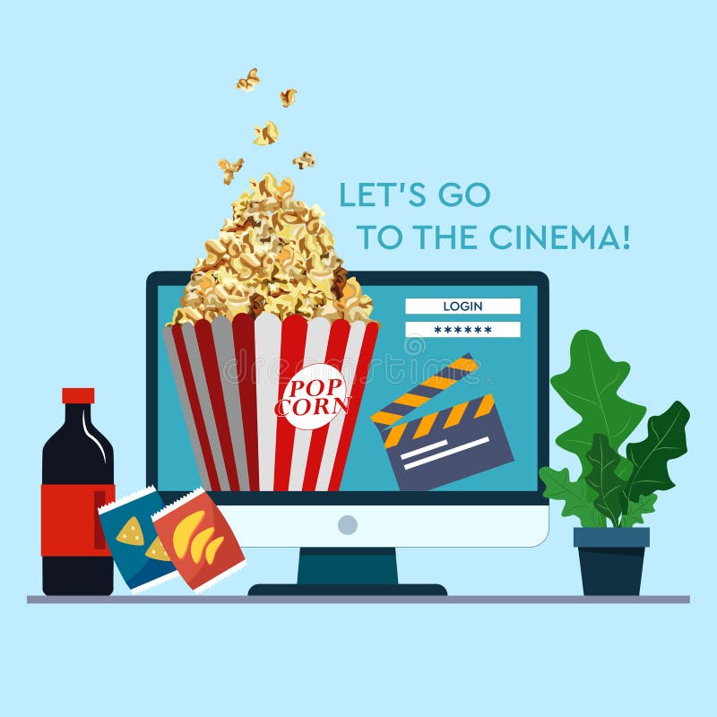Watch Movies Online on Websites from Home Stock Vector - Illustration ...