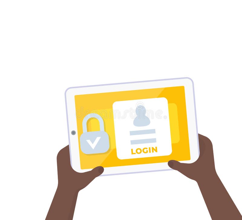 Login, Authentication, Tablet in Hands, Vector Stock Vector ...