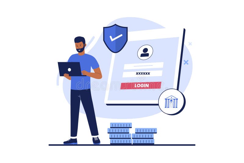 Login bank account apps stock illustration. Illustration of money ...