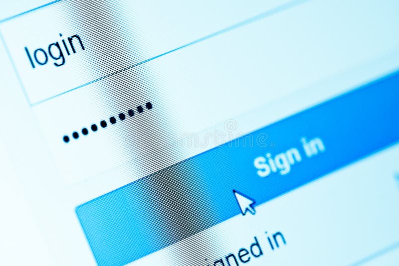 Login. Blue Computer Screen Macro Stock Photo - Image of password ...