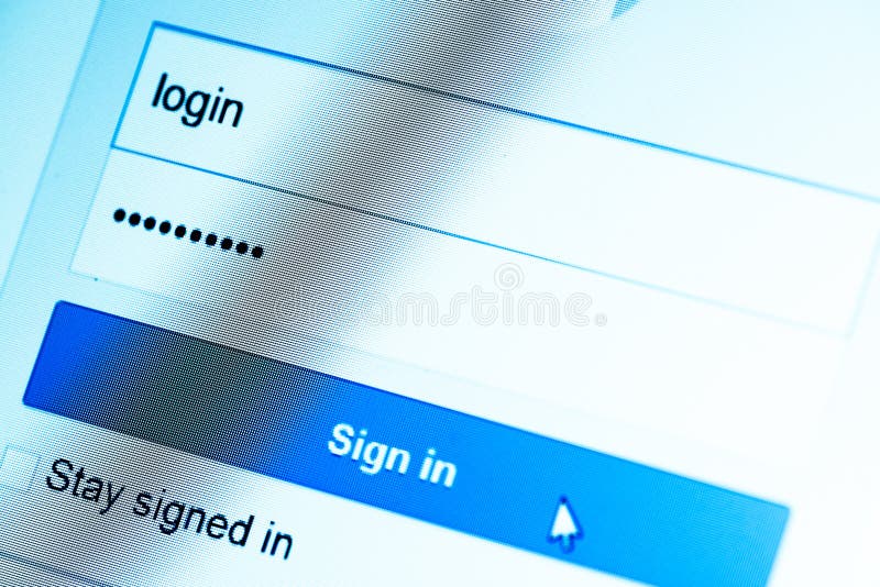 Login. Blue Computer Screen Macro Stock Image - Image of liquid ...
