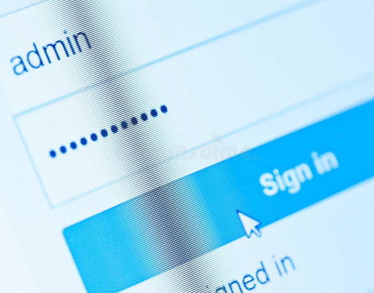 Login Box - Username Admin and Password Stock Image - Image of monitor ...