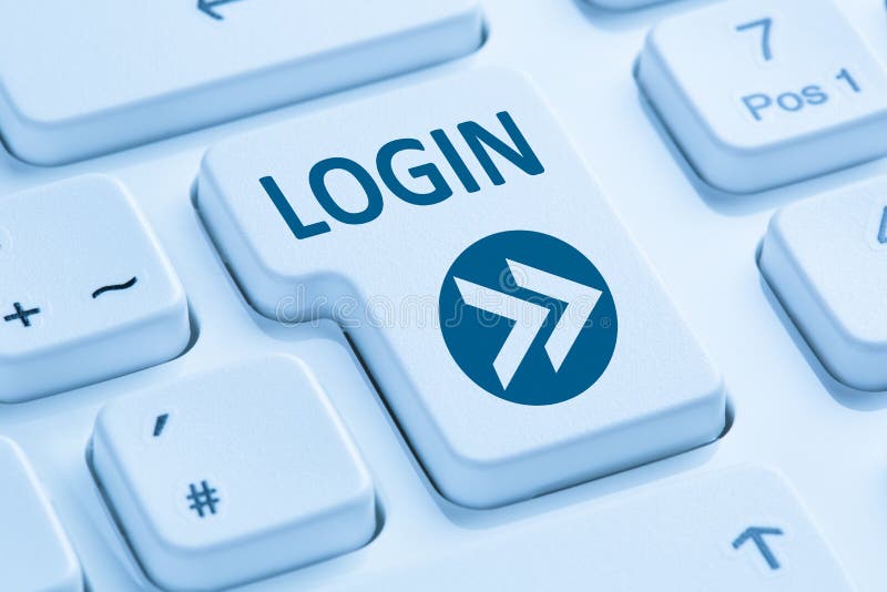 Login Button Submit Blue Computer Keyboard Stock Photo - Image of icon ...